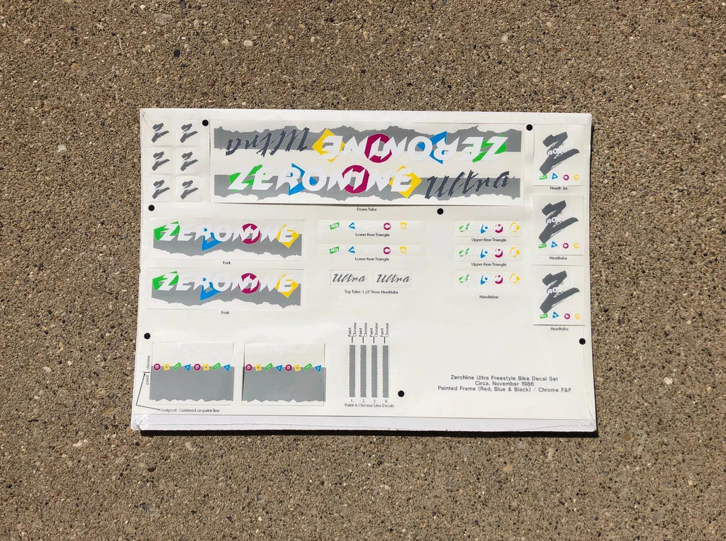 1987 ZeroNine Ultra Freestyle Frame Decal Set – ZeroNine Mfg. Co., Inc.
